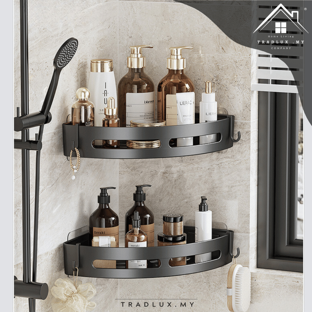 Bathroom Shelf Corner Space Aluminum Bathroom Triangle Basket Shower ...