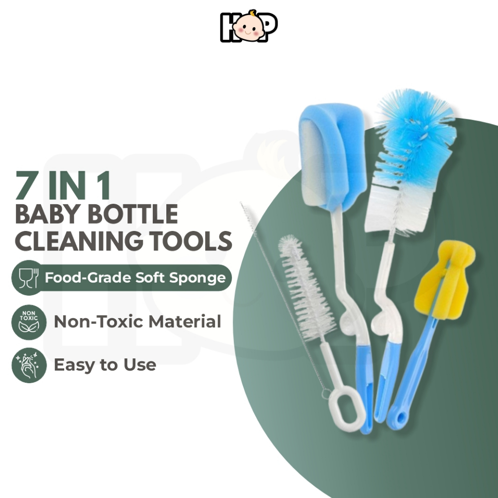 7 in 1 Baby Bottle Cleaning Tools with Baby Bottle Brush Straw Brush ...