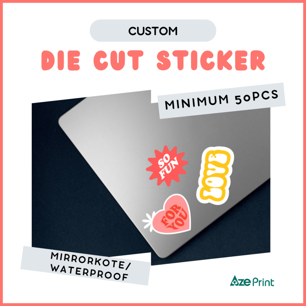 [Premium Custom Print] Mirrorkote/ Waterproof Diecut Sticker Label ...