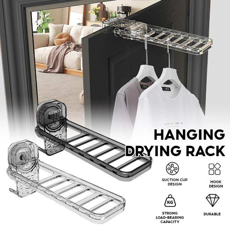 Wall Mounted Clothes Hanger Strong Suction Cup Folding Drying Rack ...