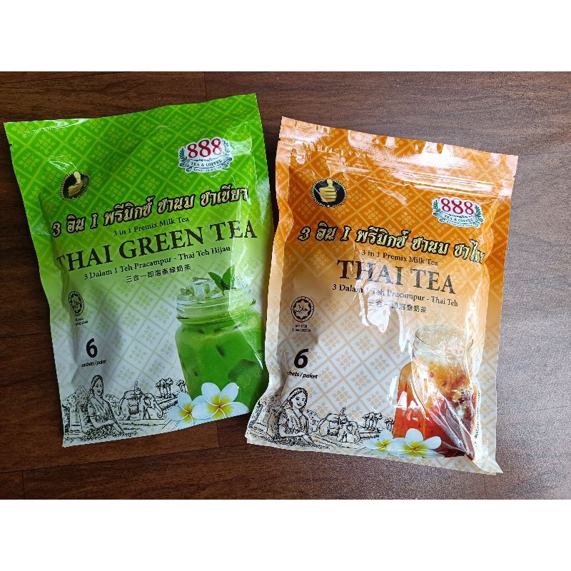 888 3in1 Premix Milk Tea (Thai Tea and Thai Green Tea) 6 Sachets ...
