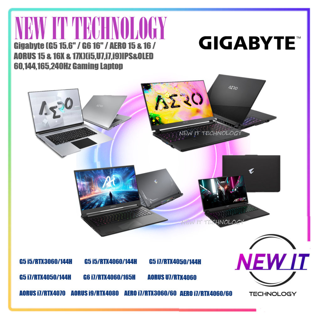 Gigabyte (G5 15.6" / G6 16" / AERO 15 & 16 / AORUS 15 & 16X & 17X)(i5 ...