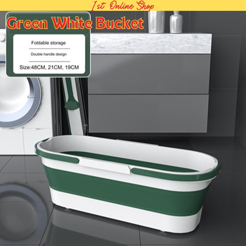 Green White Baldi Air Boleh Lipat Collapsible Water Pail With Handle ...