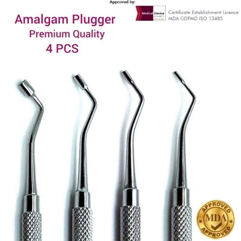 SET 4 PCS Dental Amalgam Plugger Restoration Condenser MDA APPROVED Steel Gigi Dentists Hand ...