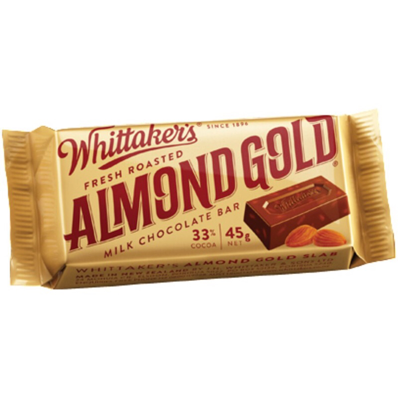 Whittaker's almond gold milk chocolate bar 45gram | Shopee Malaysia