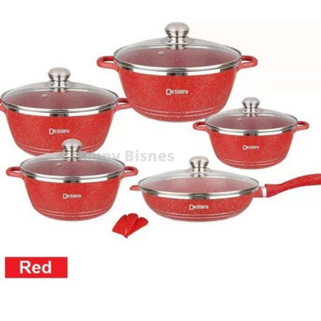 DESSINI 12 pcs Cookware Periuk Original Set Non Stick Casserole Cooking ...