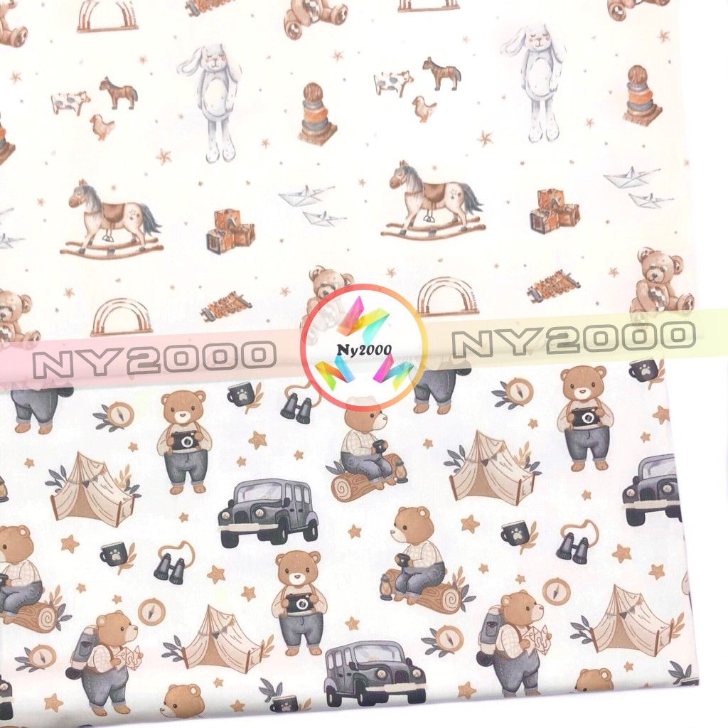 Kain Comb Cotton Corak Teddy Bear & Arnab Bidang 60" / Rabbit ...