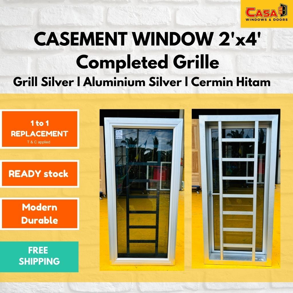 2'X4' Tingkap Casement Grille Silver Aluzinc Cermin Hitam🔥HOT SALE ...