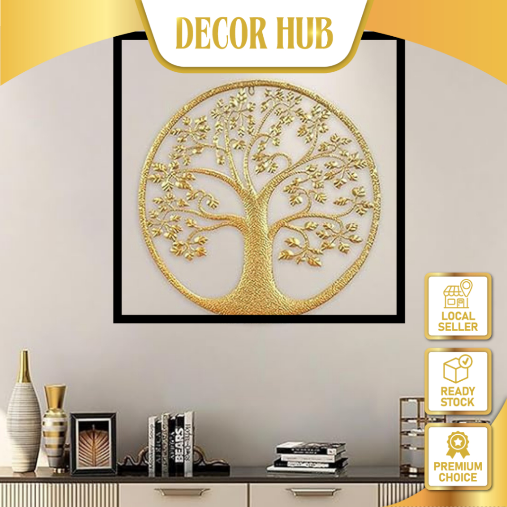 [Ready Stock] Decor Hub Gold Tree Black Frame Frame Hiasan Dinding ...