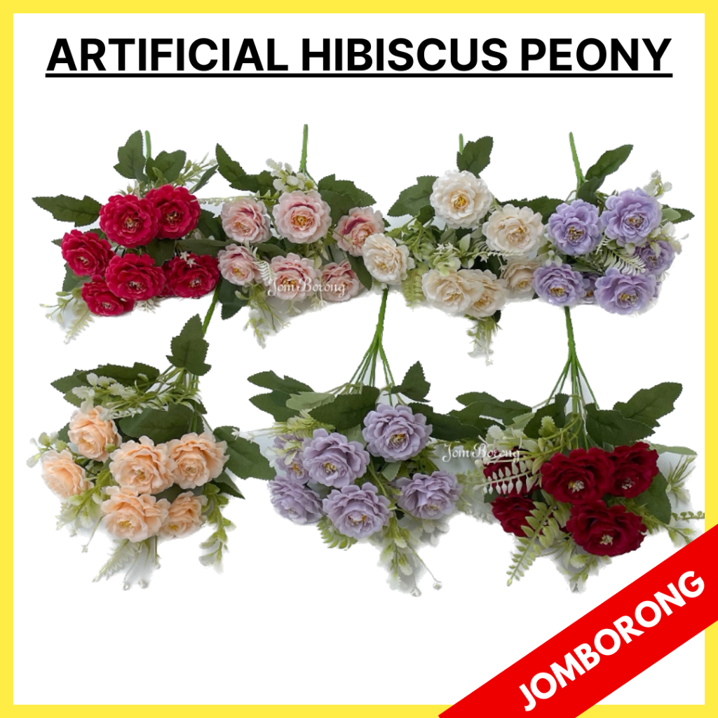 (8FLOWERS) HIBISCUS PEONY Artificial Fake Flower Bouquet Living Room ...