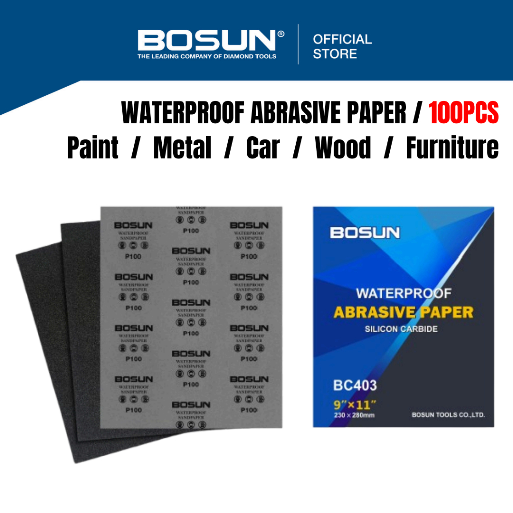 Bosun Waterproof Abrasive Paper / #60 - #2000 - 1Pack 100Pcs | Shopee ...