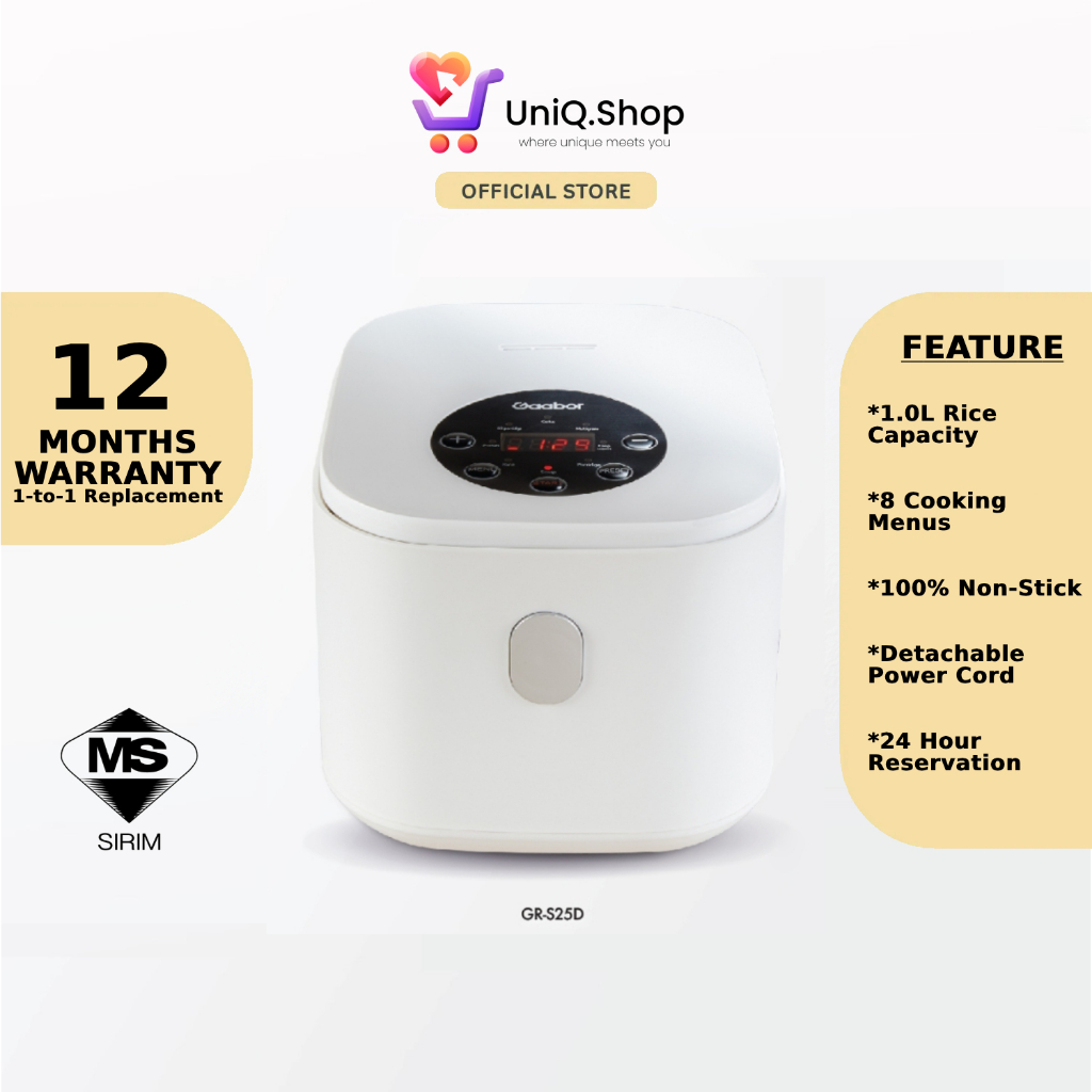 Gaabor 1.0L Mini AI Smart Rice Cooker GR-S25D Non Stick Micro Processor ...