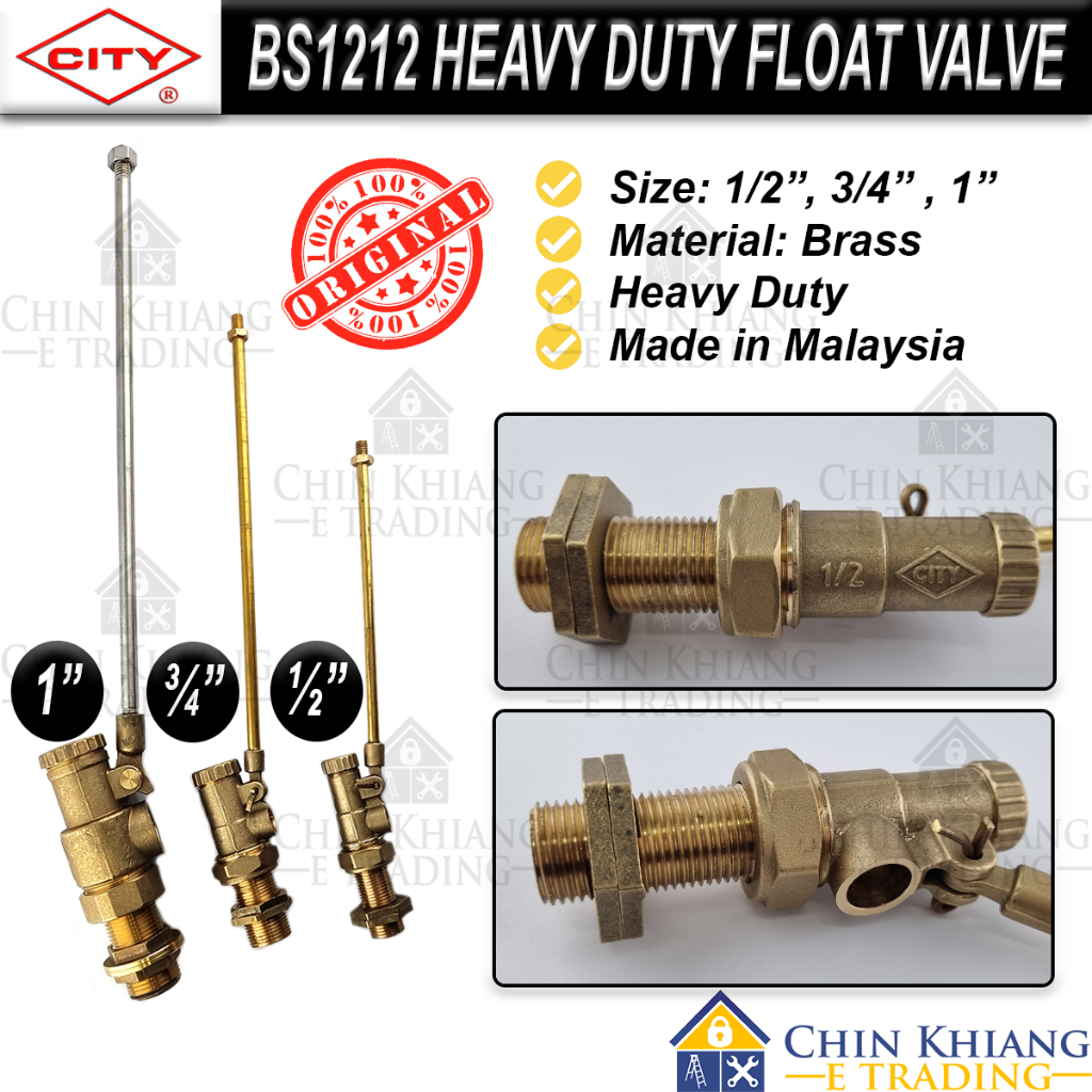 CITY BS1212 Heavy Duty Brass Float Valve Water Tank Tangki Air ...