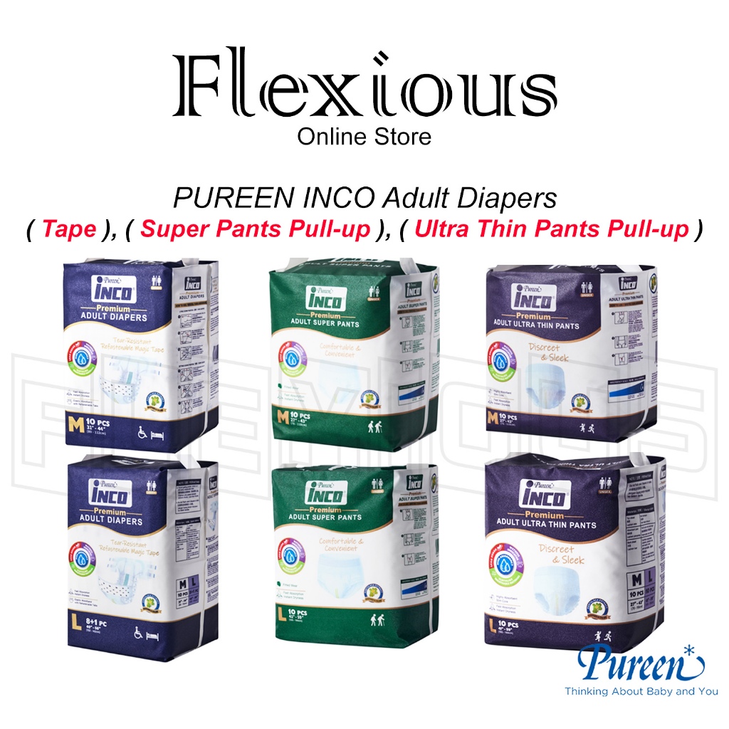 *PUREEN* INCO Adult Diapers ( Tape ), ( Super Pants Pull-up ), ( Ultra ...