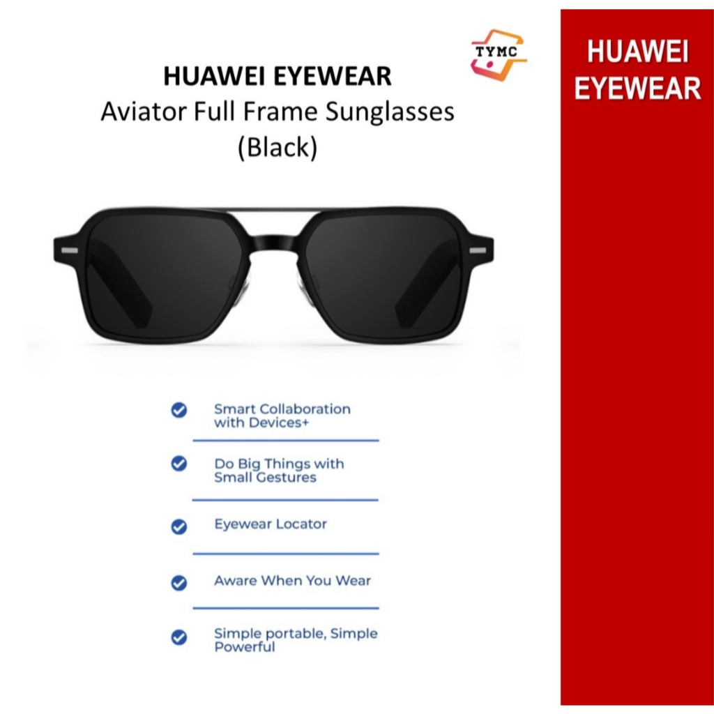 [ORIGINAL]HUAWEI EYEWEAR Aviator Full Frame Sunglasses (Black) | Shopee ...