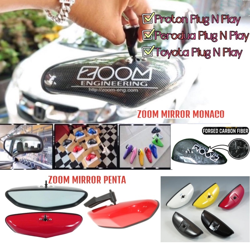 (Blue Mirror) ZOOM ENGINEERING MONACO MIRROR Centre mirror Rear view ...