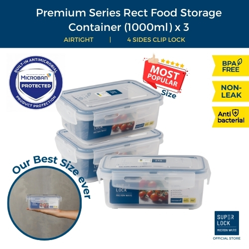 Super Lock Premium Series Food Container (1000ml X3pcs) | Shopee Malaysia