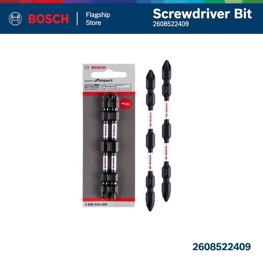 BOSCH 2pcs Expert Impact 110mm Black Oxide PH2 Double-Ended Screwdriver ...
