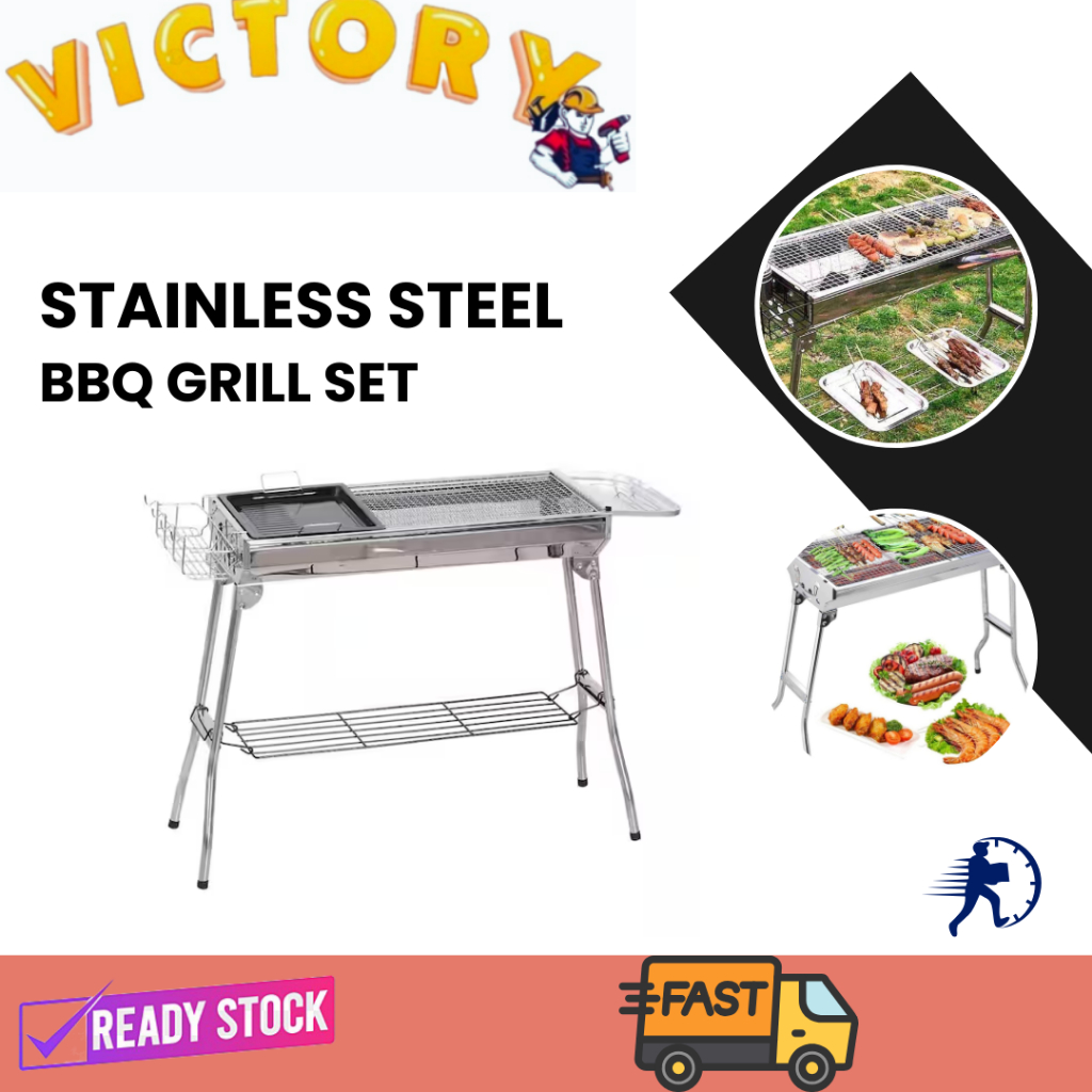 PREMIUM BBQ GRILL SET /Stainless Steel Barbecue BBQ Grill Portable ...
