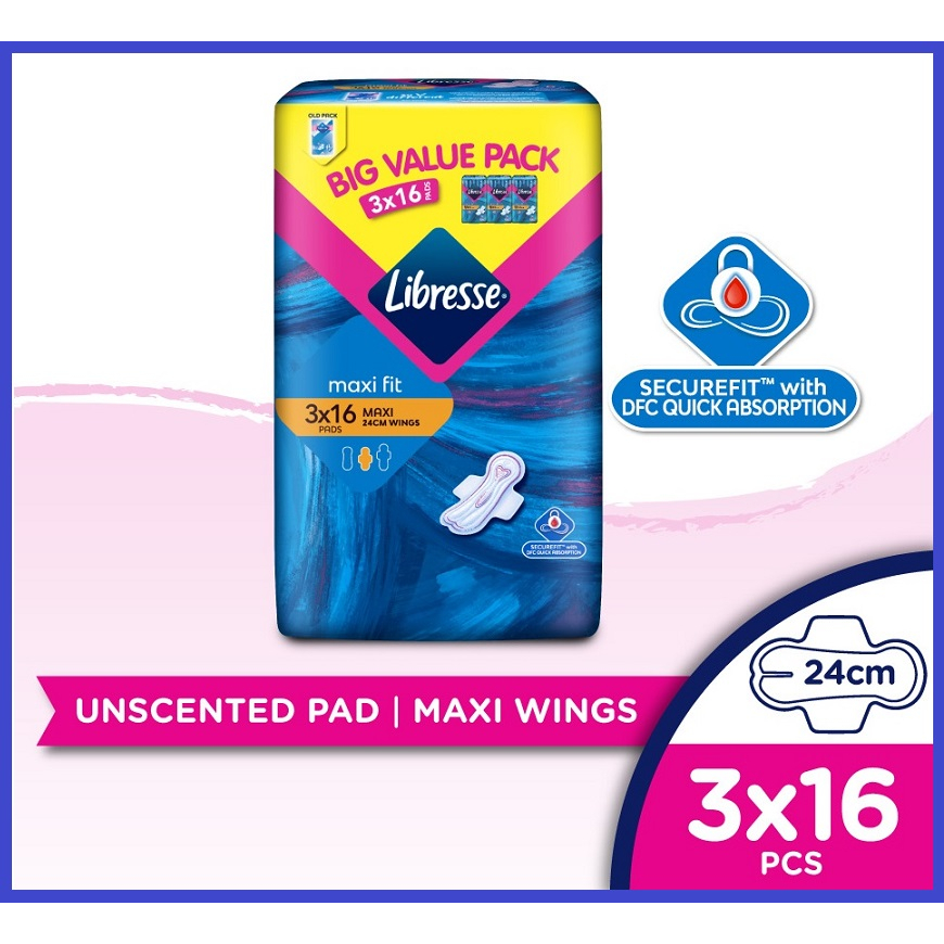 Libresse Maxi Wings 24cm 3 x 16 Pads | Shopee Malaysia