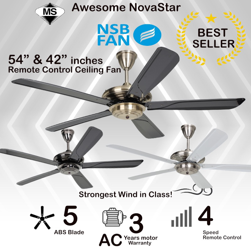 NSB FAN FD952 /Xtreme MAX Powerful DC 54” / 42” CEILING FAN TURBO 5 ...
