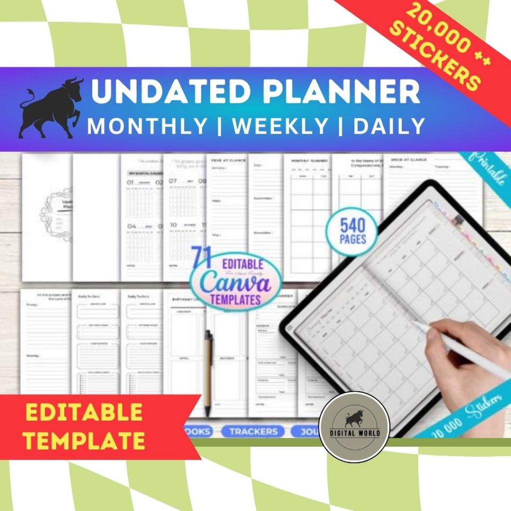 Undated Digital Life Planner | Editable Planner | Canva Planner ...
