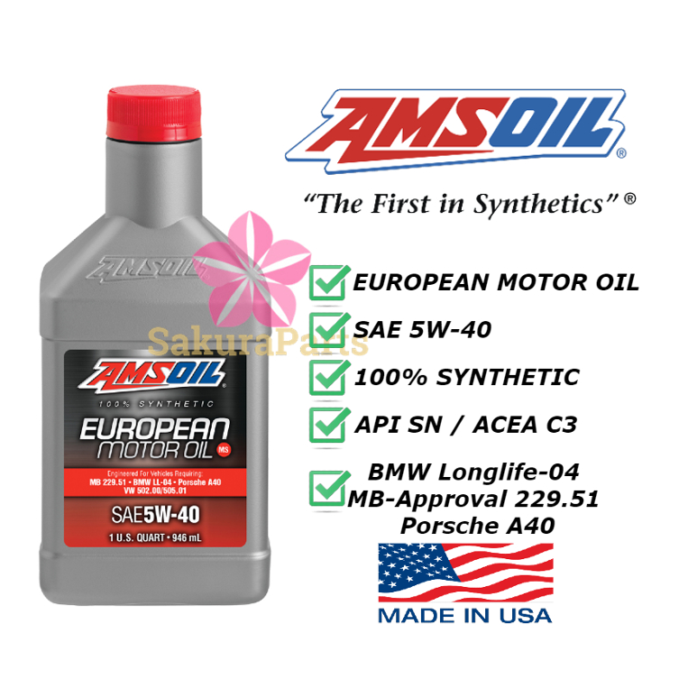 AMSOIL 5W40 EUROPEAN MOTOR OIL 100% Synthetic Engine Oil 1L (MADE IN ...