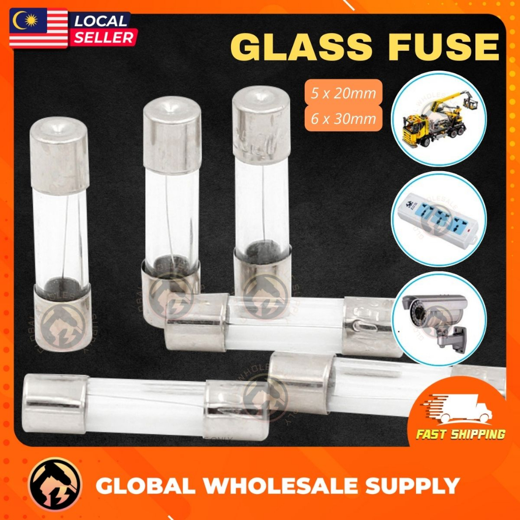 [READY STOCK] Glass Fuse Tube 250V Electrical Assorted Fast-blow Glass ...