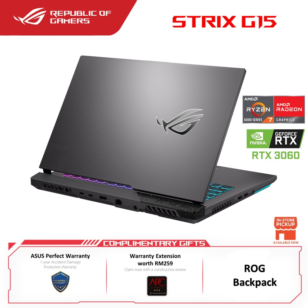 Asus ROG Strix G513R-MHF049W Gaming Laptop (AMD R7 6800H, 16GB DDR5 ...