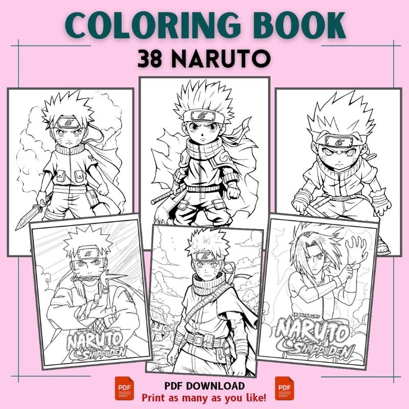[PDF] 38 Pictures NARUTO - Printable Colouring Book For Kids Adults ...