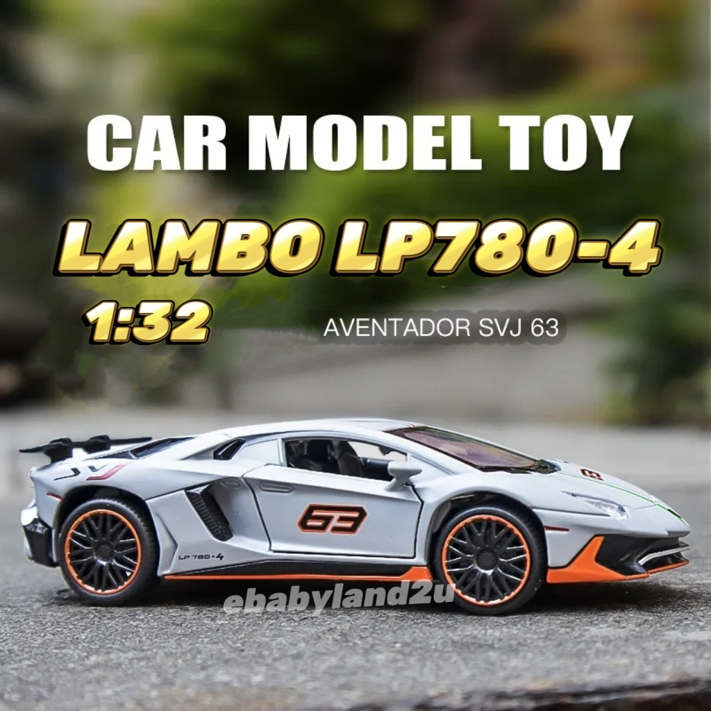 Die Cast 1:32 Lambo SVJ Pull Back Vehicle Models With Lights And Sound ...