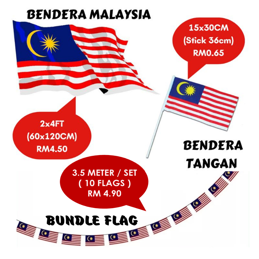 BENDERA MALAYSIA / BUNDLE FLAG / HAND HELD FLAG (READY STOCK) -MERDEKA ...