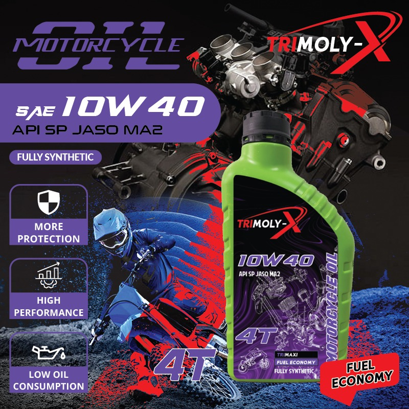 TRIMOLY-X TRIMOLYX 4T 10W40 1L Fully Synthetic API SP JASO MA2 ...