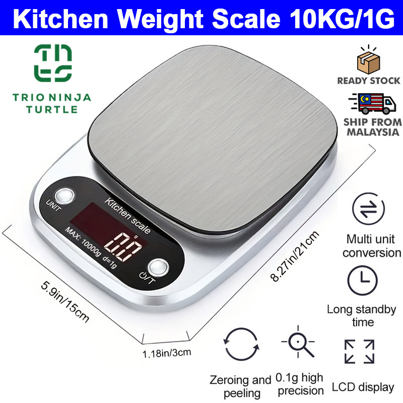 TrioNinja Kitchen Electronic Food Baking Scale With LCD Display 10kg/1g ...