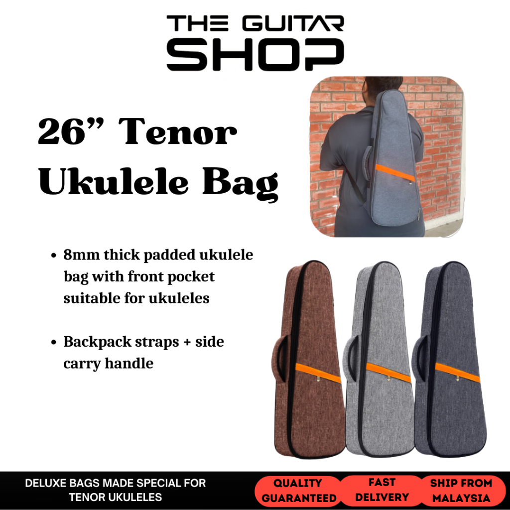 Deluxe 8mm Think Sponge Padded 26 inch Ukulele Tenor Bag ( LS001-26 ...