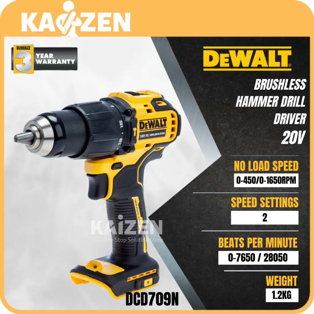 DEWALT DCD709N-XJ 20V MAX ATOMIC BL Hammer Drill Driver ( Bare Unit ...