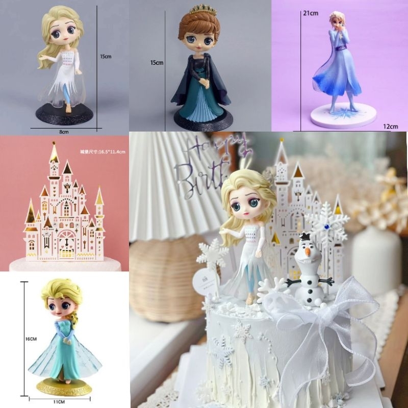 READY STOCK - PVC Disney Princess Elsa Anna Figurine Cake Topper (DIY ...