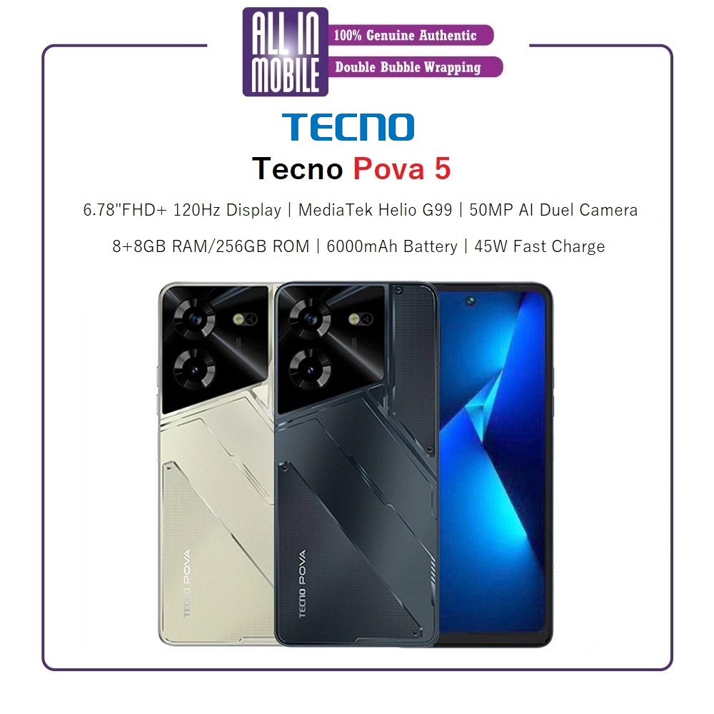 Tecno Pova 5 (8GB+8GB RAM/256GB ROM | Helio G99 | 45W Fast Charge) 1 Year Warranty By Tecno ...