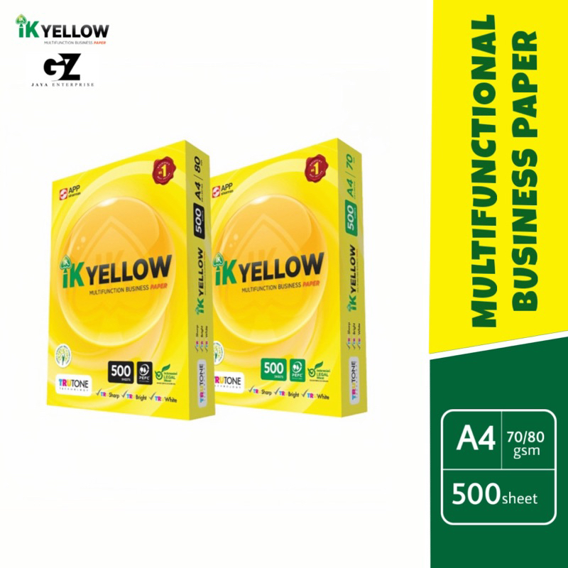 IK YELLOW A4 Paper 70/80gsm 500 Sheet | Shopee Malaysia