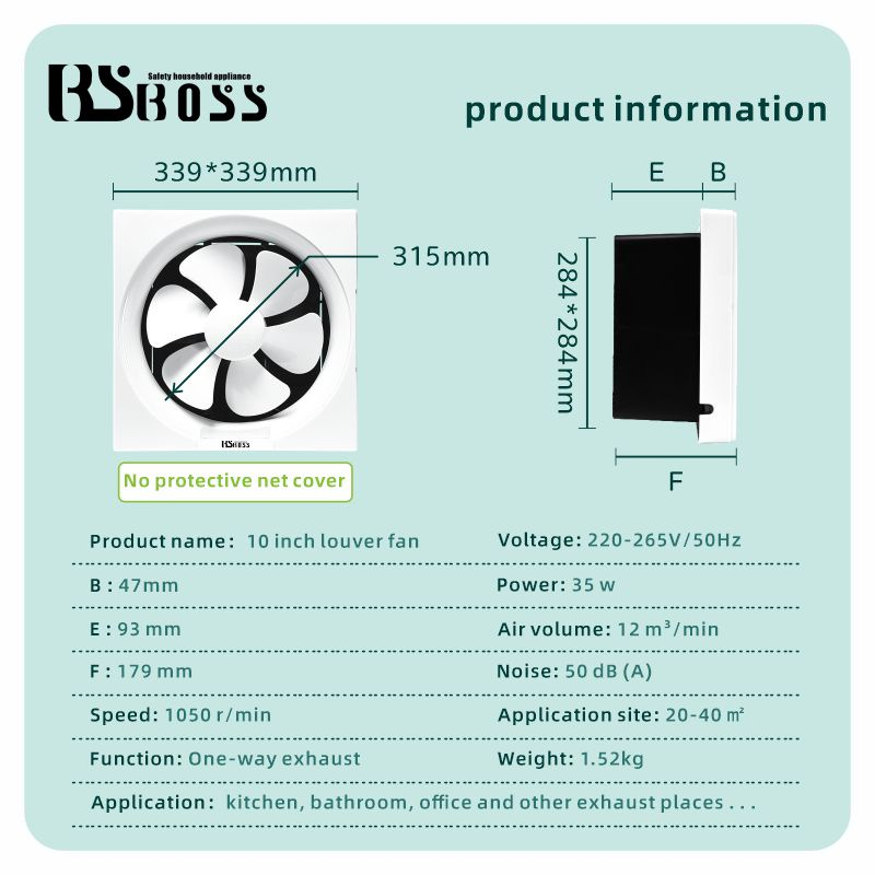 Bsboss PVC Wall Exhaust Fan 6/8/10/12Inch Ventilation Fan Kitchen Fan ...