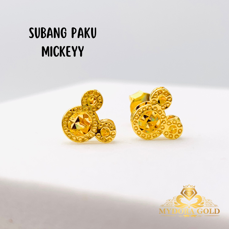 MydoraGold Subang Paku Series | Subang Mickeyy Fesyen Earrings EMAS 916 ...
