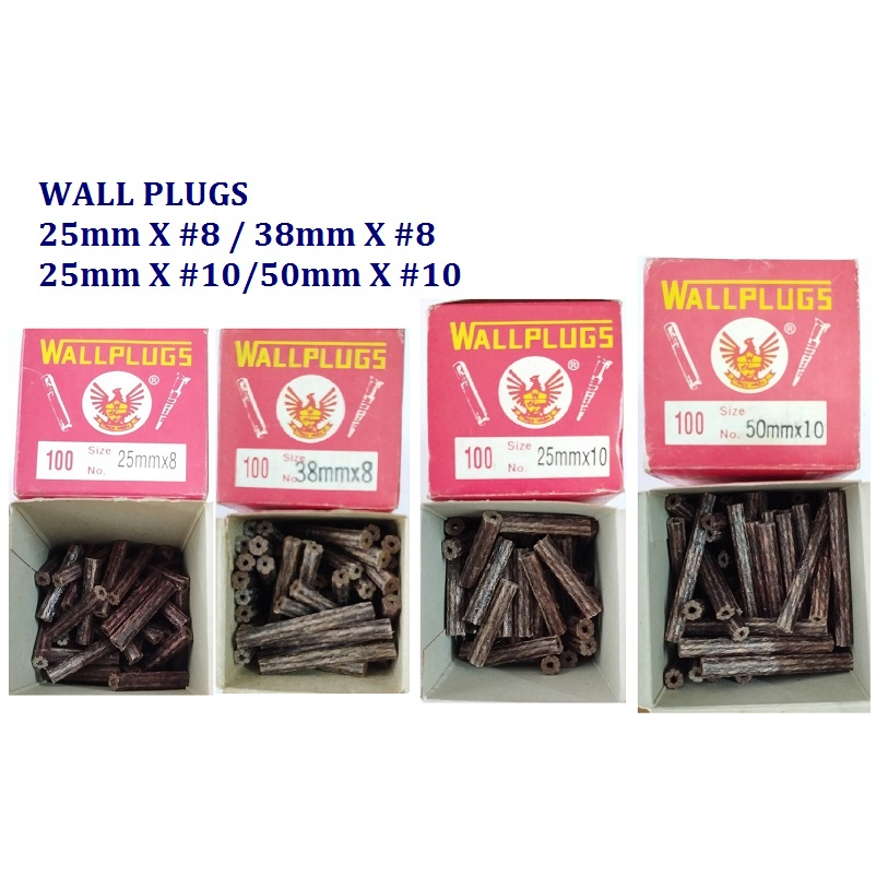 100 pcs Wood Wall Plug Palam Dinding suitable for hole size 5mm, 5.5mm ...