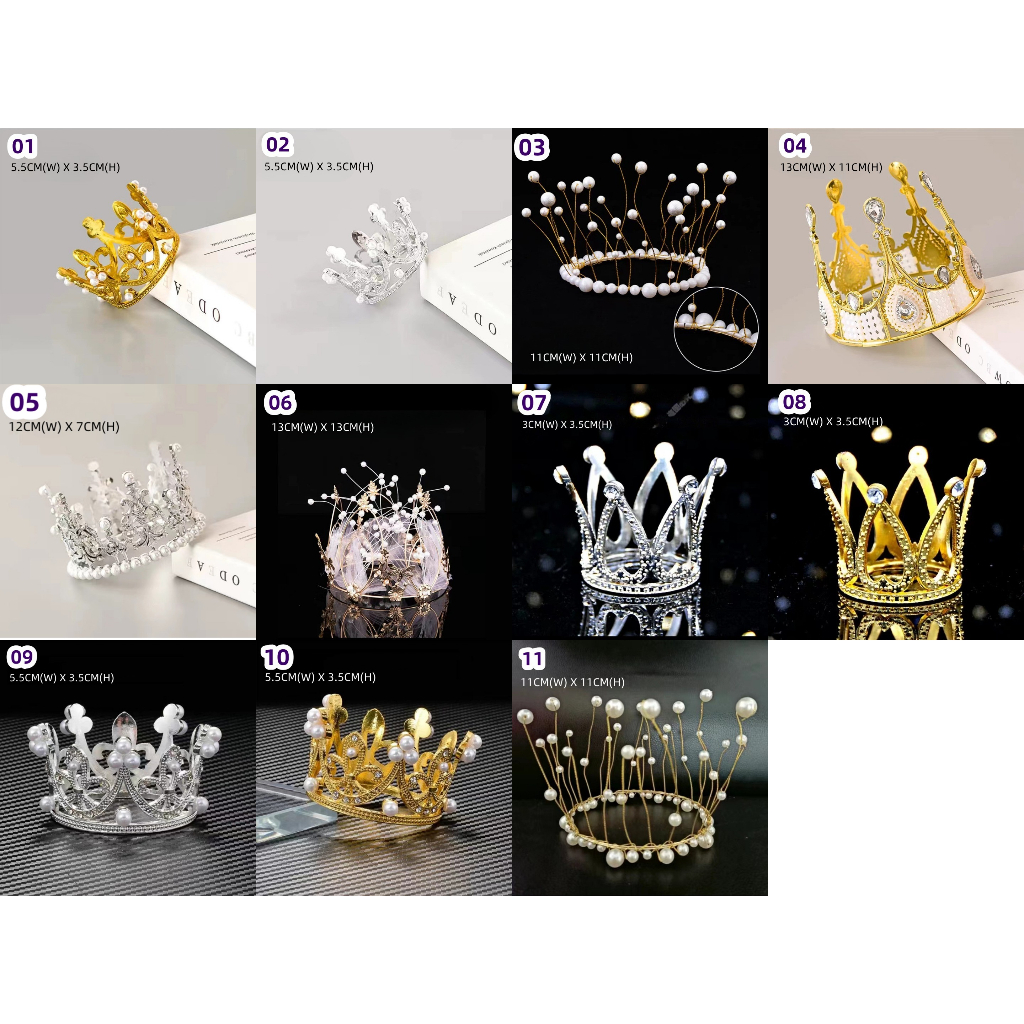 READY STOCK Crown Cake Topper Bouquet Topper Decoration Hiasan Kek ...