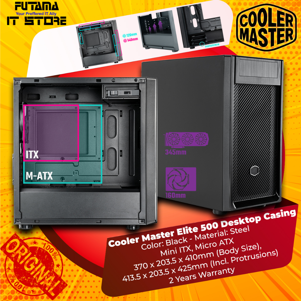 Cooler Master Elite 300 PC Case - (m-ATX, Steel Left Side Panel, Mini ...