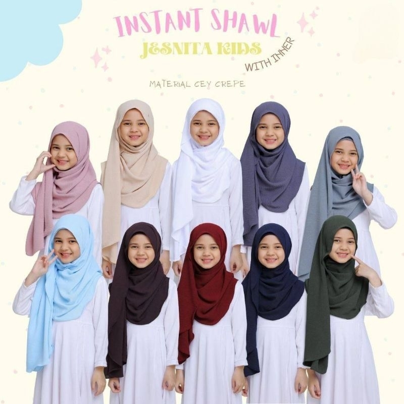 JESNITA kid's instant shawl l Shawl budak satu muka l Tudung sarung ...
