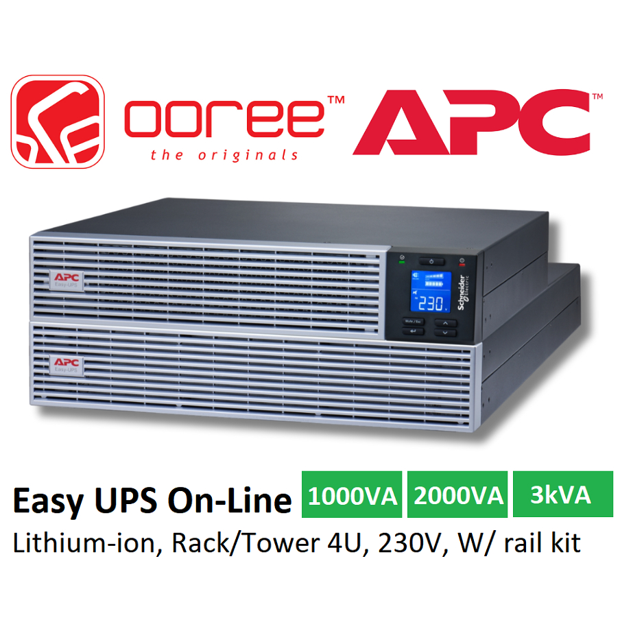 APC Easy UPS On-Line, SRVL1KRILRK 1000VA / SRVL2KRILRK 2000VA / SRVL3KRILRK 3kVA, 230V, Lithium ...