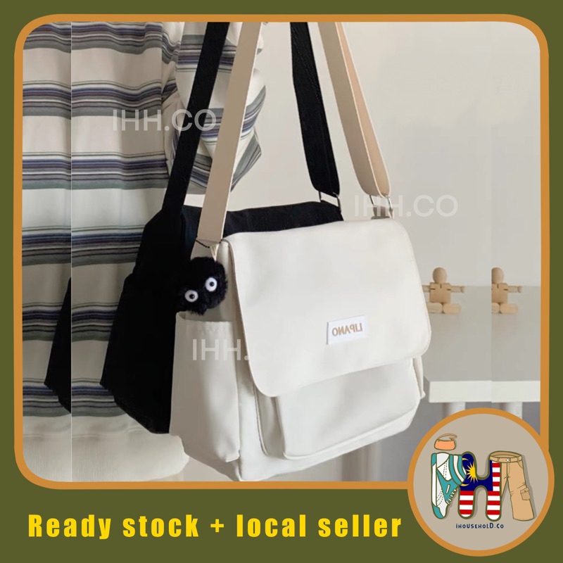 school bag Ins college student messenger bag shoulder bag Beg Sekolah College Silang | Shopee ...