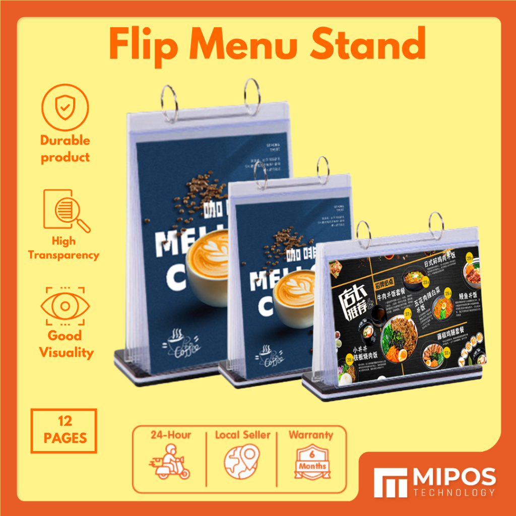 Table Menu Stand with 6 Pocket Display | A4 A5 A6 Flip Menu Stand ...