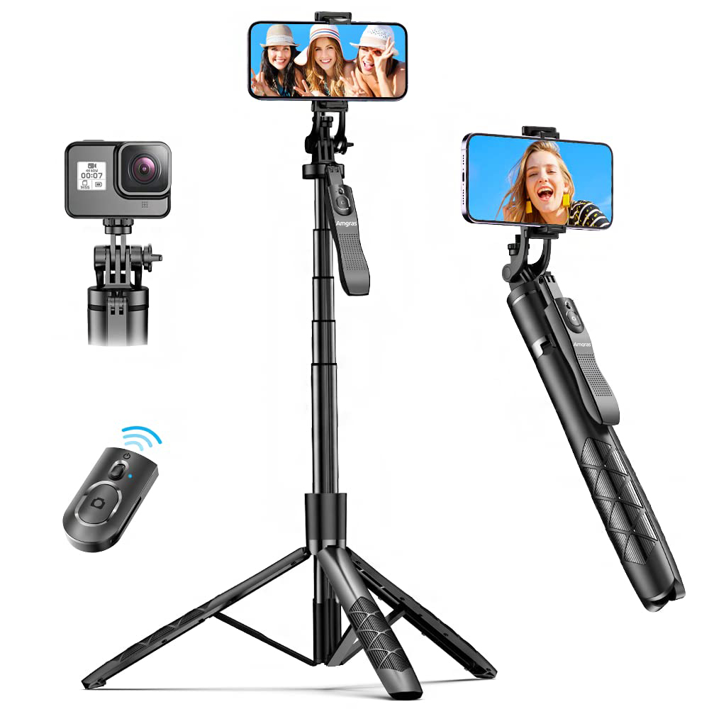 Amgras Tripod S01 Pro Selfie Stick Phone Tripod All in One Extendable ...