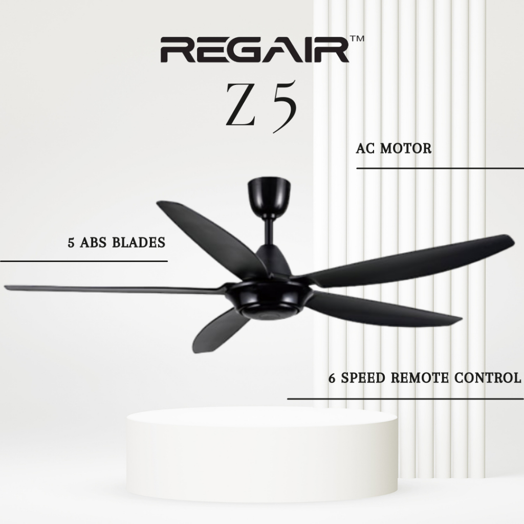 Regair Inovo Z5 Ceiling Fan 54" Kipas Siling Remote Control 5 Blades AC ...